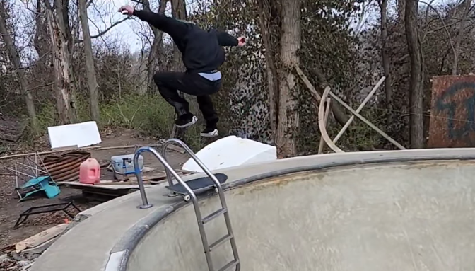 Look: Skater Does Insane Hippie Jump Mid-Grind On Pool Coping