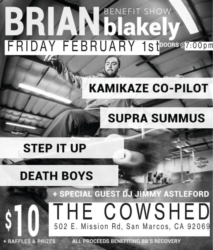 Brian Blakely Benefit Show, Feb 1, The Cowshed - TransWorld ...