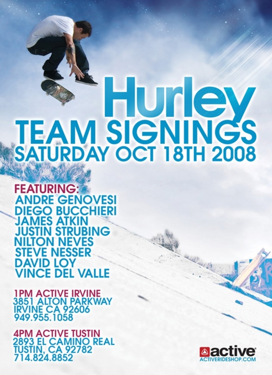 Hurley Team Signings @ Active