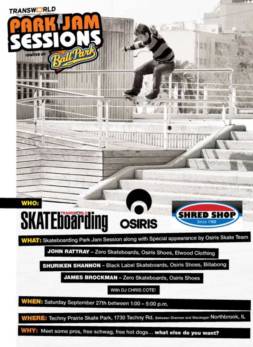 park jam sessions, ballpark, osiris, Shred Shop, Chicago, John Rattray ...