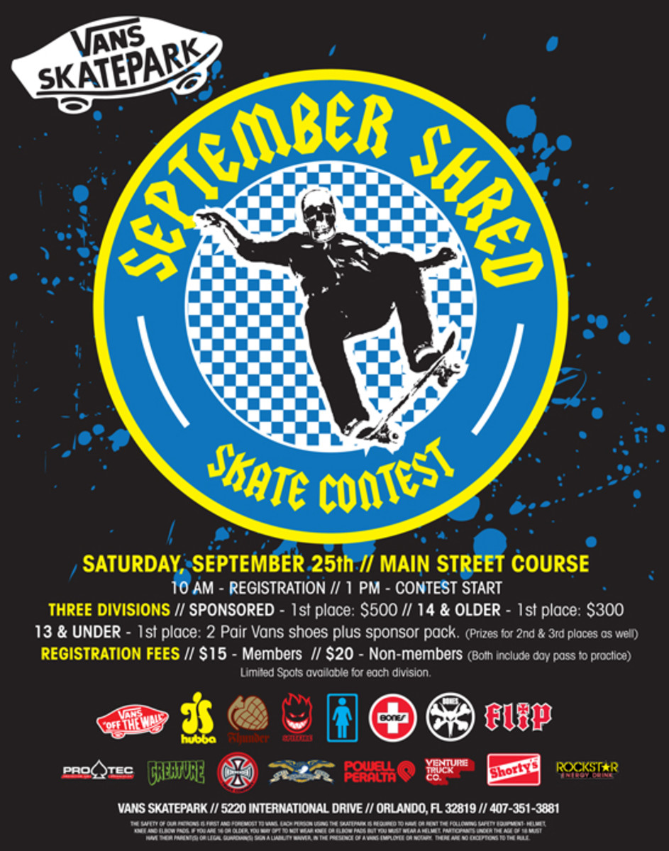 September Shred Contest, Vans Skateparks 9/25