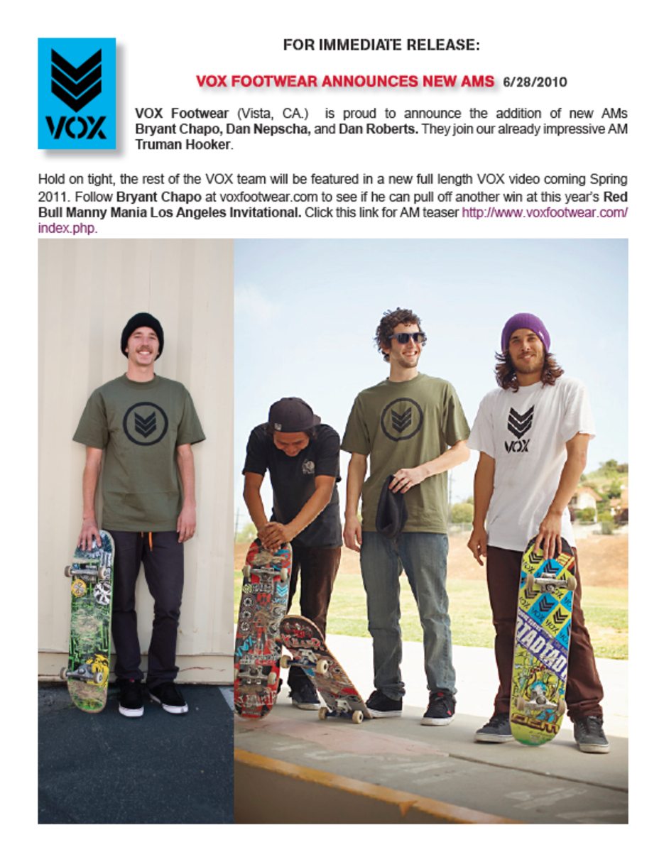 Vox Footwear New Ams: Chapo, Nepscha & Roberts