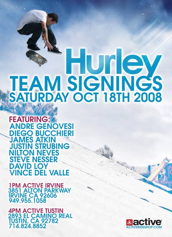 Hurley Team Signings @ Active - Skateboarding
