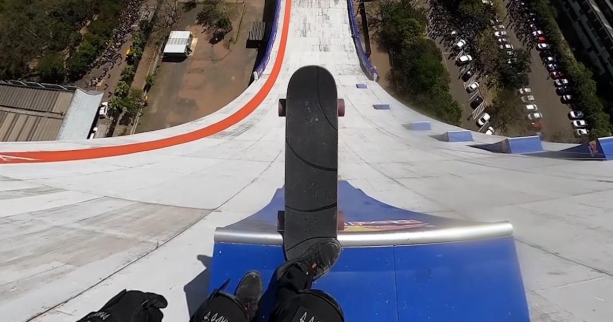 The POV Angle of Skateboarder's Record-Breaking Drop-In Is Terrifying ...