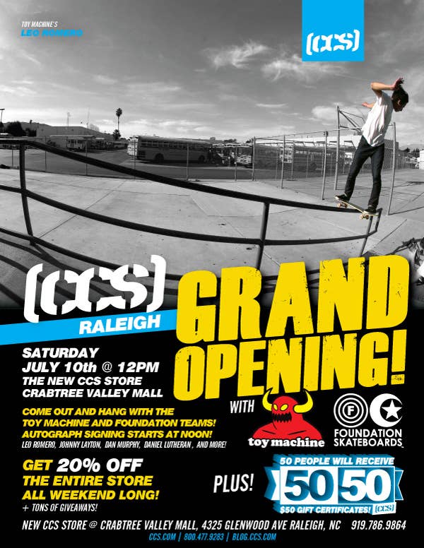 CCS Raleigh, NC Opening July 10 - Skateboarding